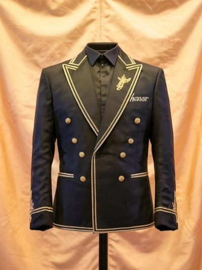 Royal Honor Highland Jacket – Black & Gold Crest Edition » Mens Kilt Outfit